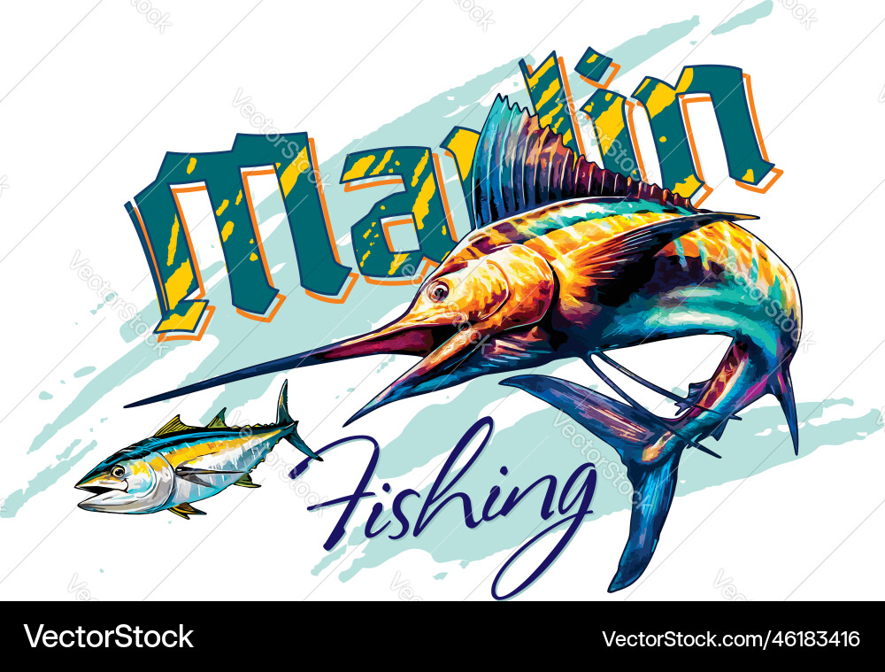 Striped Marlin Fishing Royalty Free Vector Image