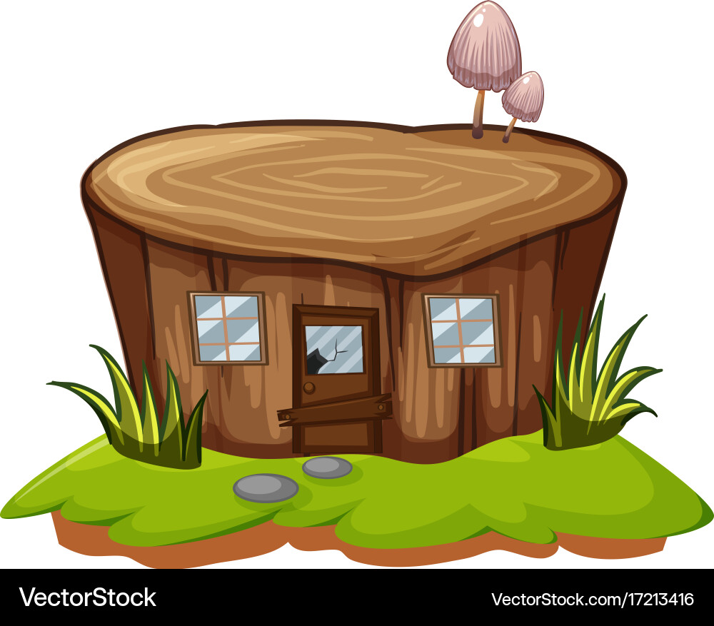 Stump tree with door and windows Royalty Free Vector Image