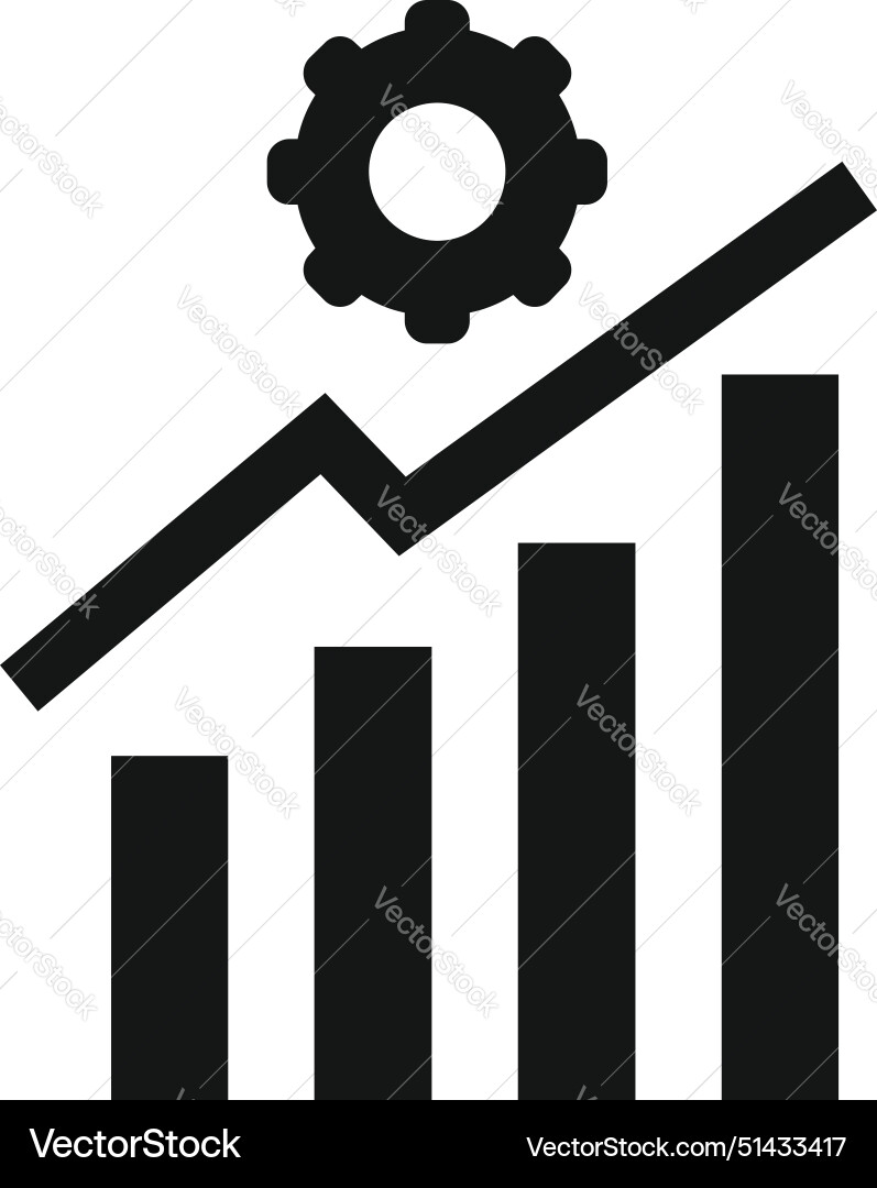 Black icon with gear and upward trend graph Vector Image
