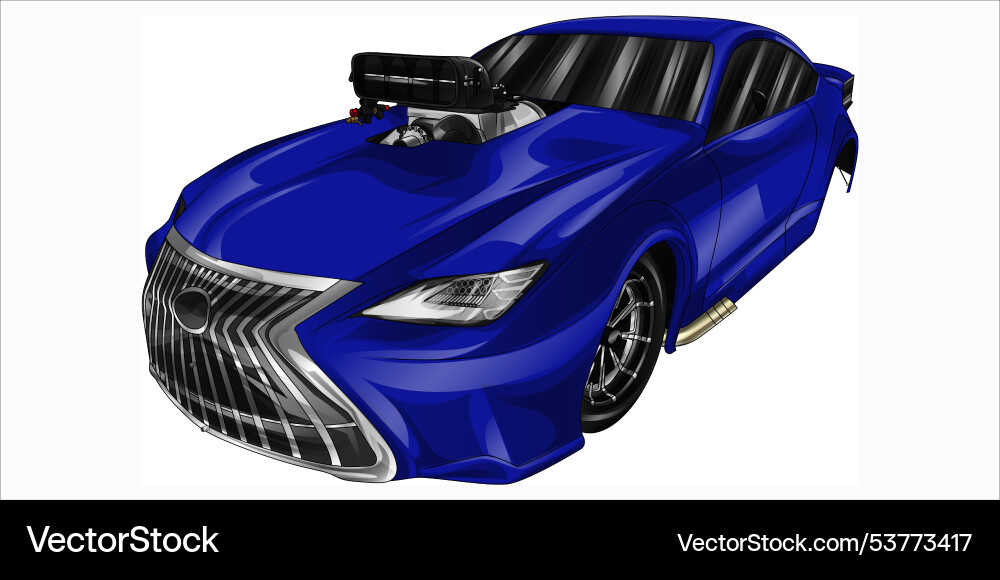 Blue drag racing car with black strip Royalty Free Vector
