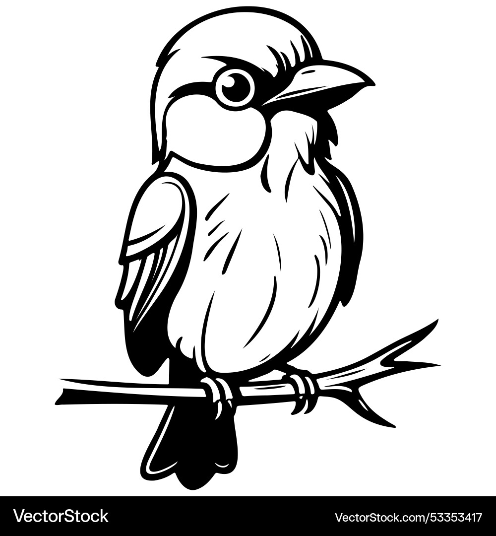 Cartoon bird isolated hand drawn line Royalty Free Vector