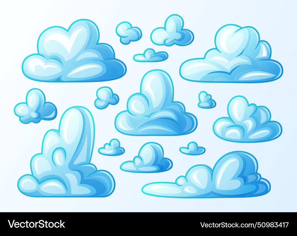 Cartoon cloud collection Royalty Free Vector Image