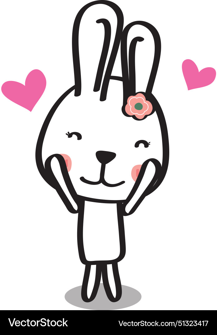 Cute easter white bunny rabbit cartoon collection Vector Image