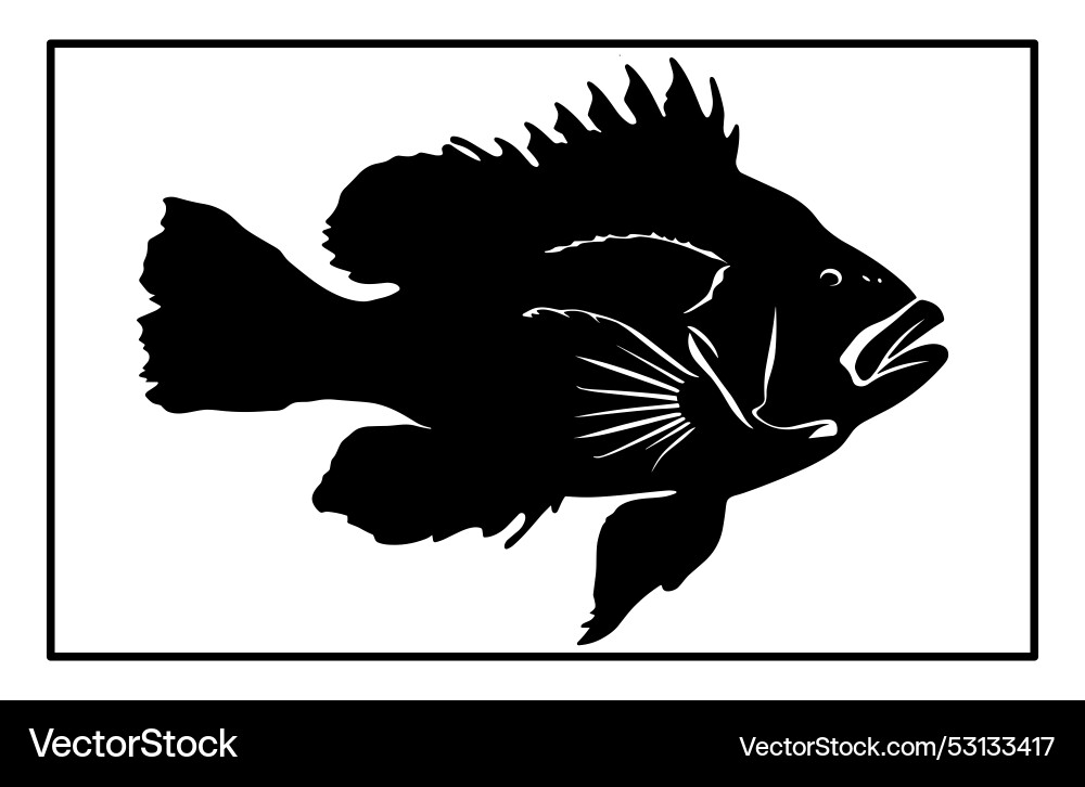 Grouper fish logo template silhouette Royalty Free Vector