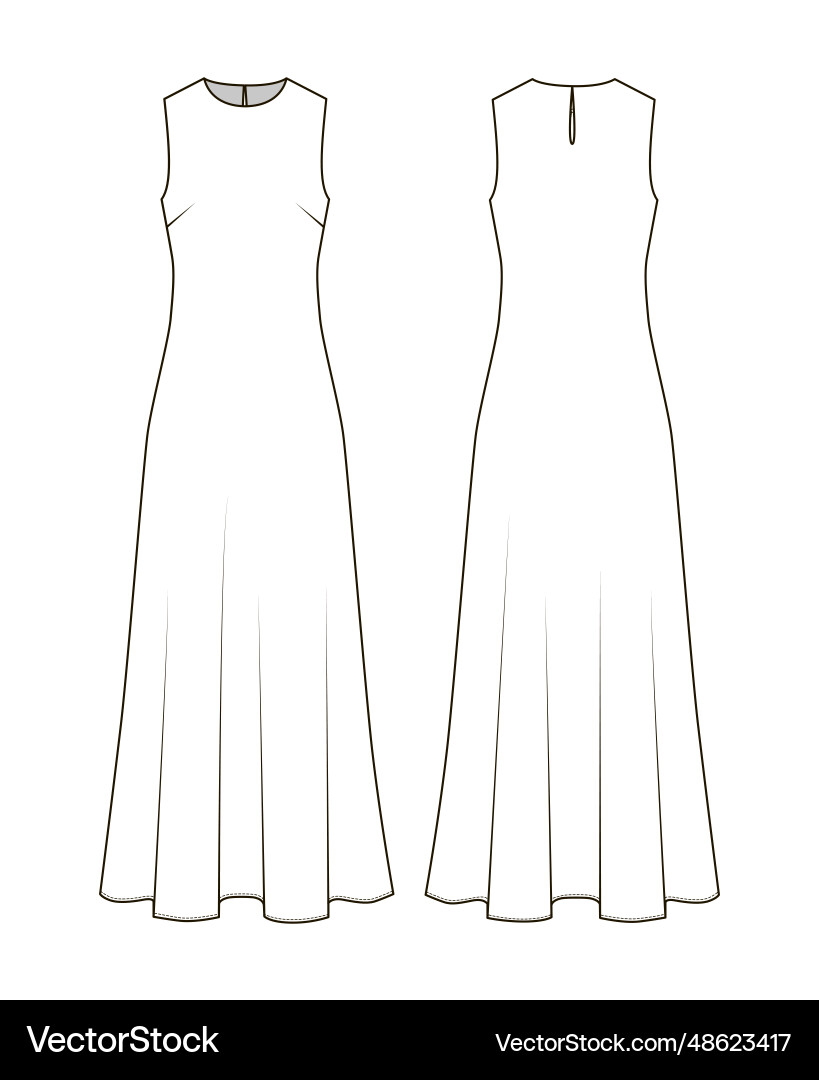 Long sleeveless dress Royalty Free Vector Image