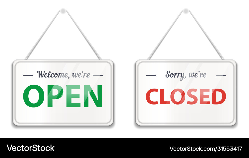 Open & Closed Door Signs Royalty Free Vector Image