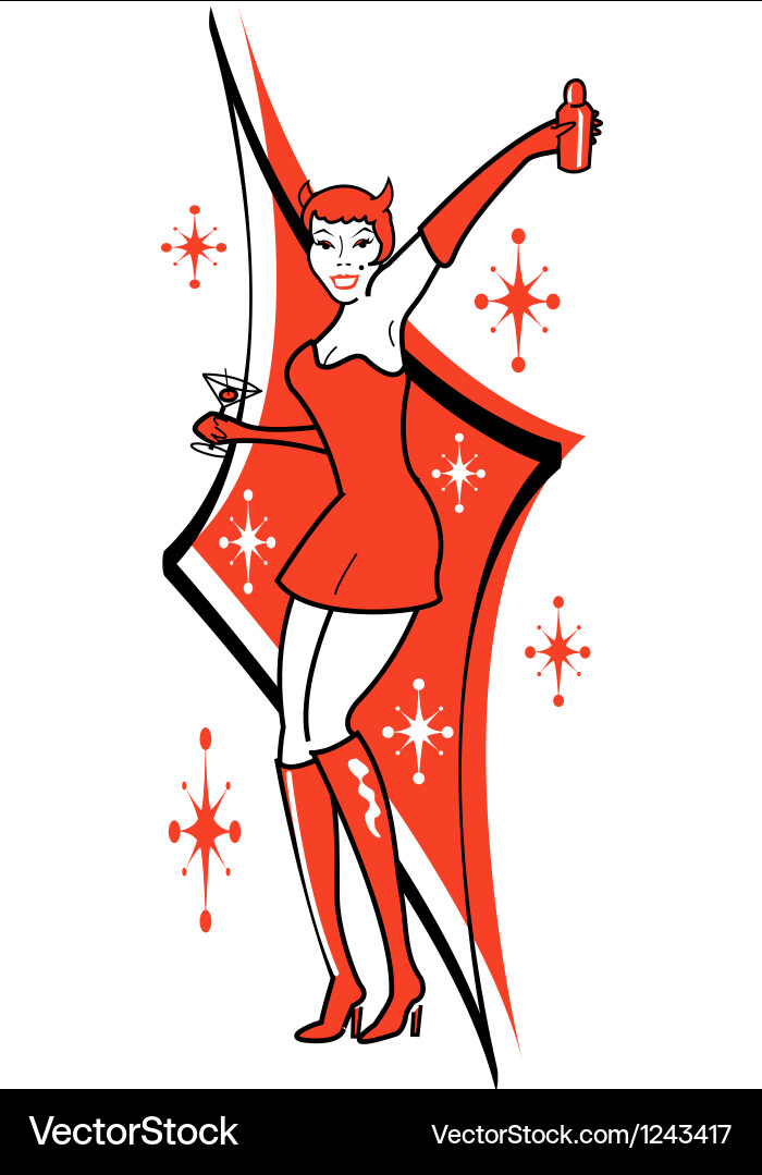Pin up she devil Royalty Free Vector Image - VectorStock