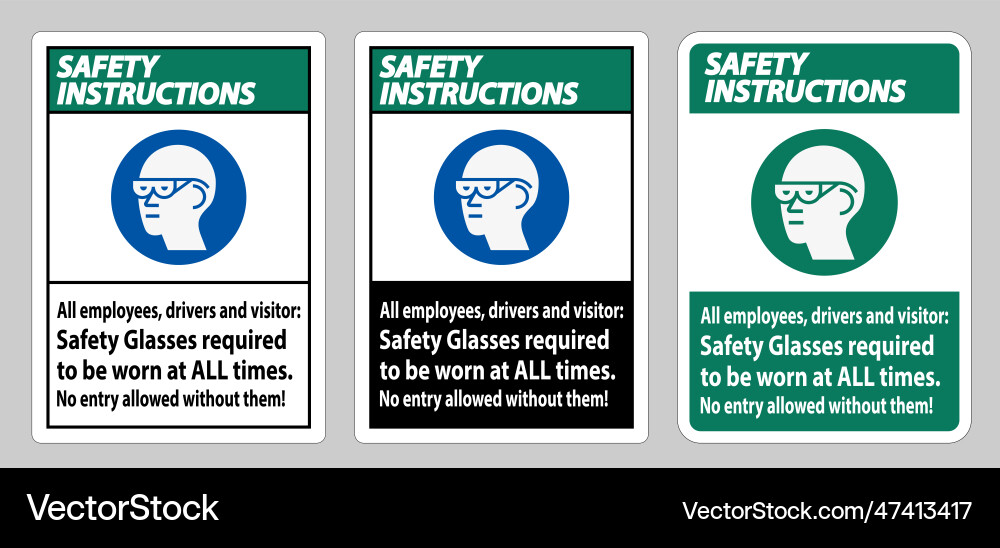 Safety instructions sign all employees drivers Vector Image
