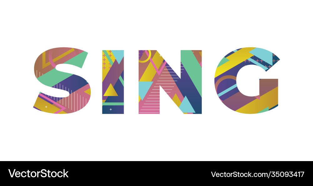 Sing concept retro colorful word art Royalty Free Vector