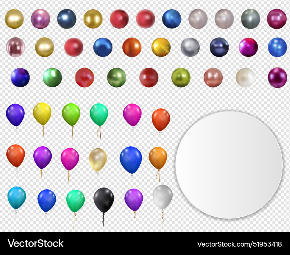 Balloon set isolated on transparent background Vector Image