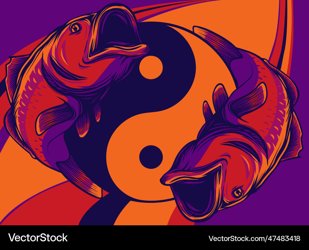 Bass fish in colored Royalty Free Vector Image