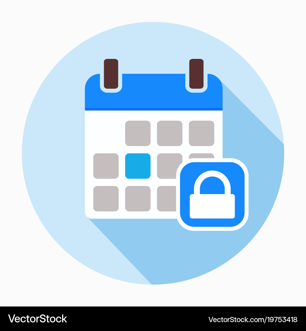 Calendar lock security icon Royalty Free Vector Image