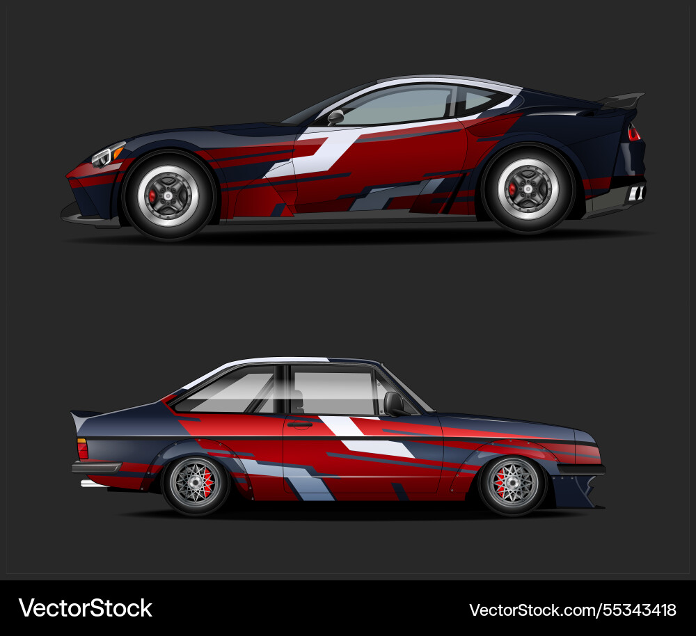Car wrap decal vinyl sticker design Royalty Free Vector