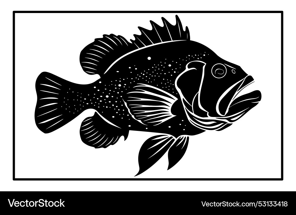Grouper fish logo template silhouette Royalty Free Vector