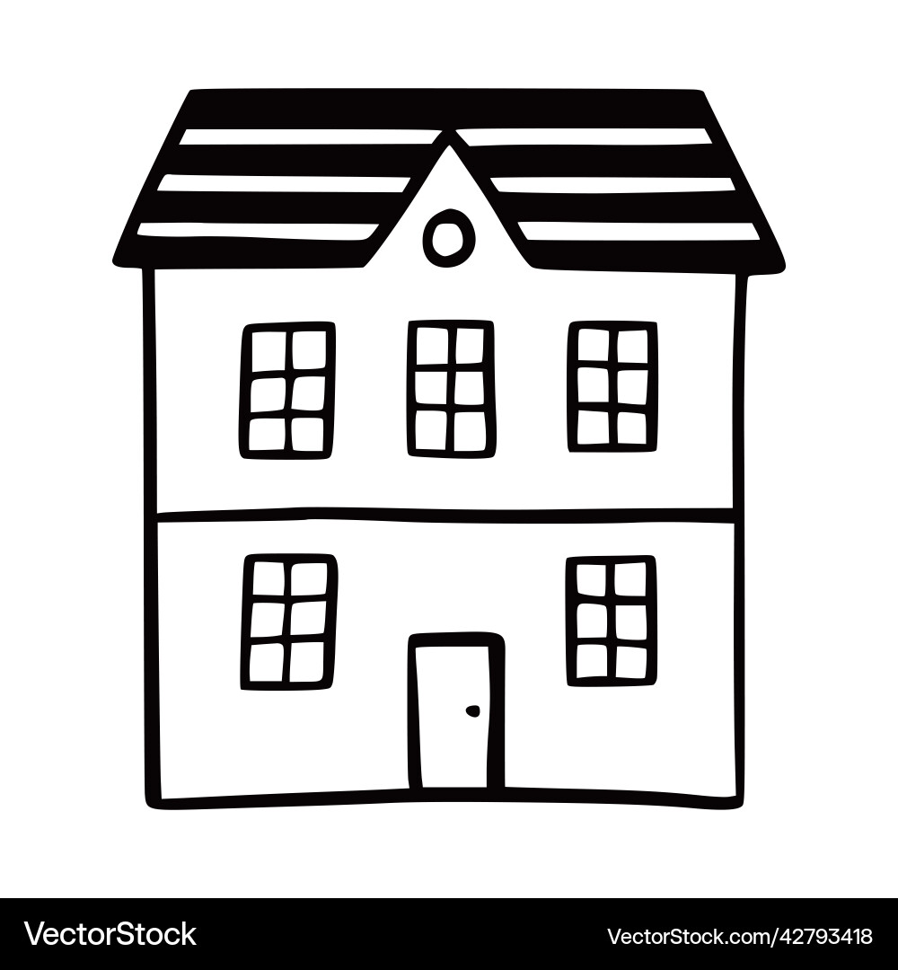 Hand drawn cute house doodle Royalty Free Vector Image