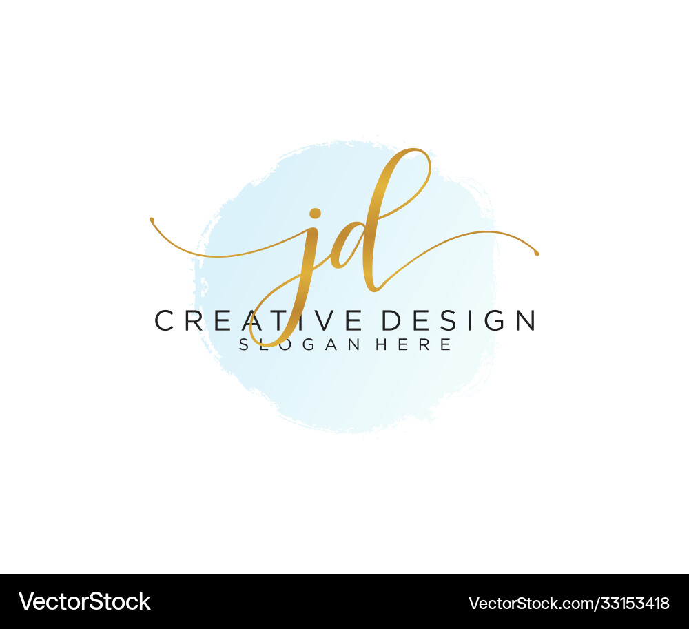 Initial jd handwriting logo with watercolor Vector Image