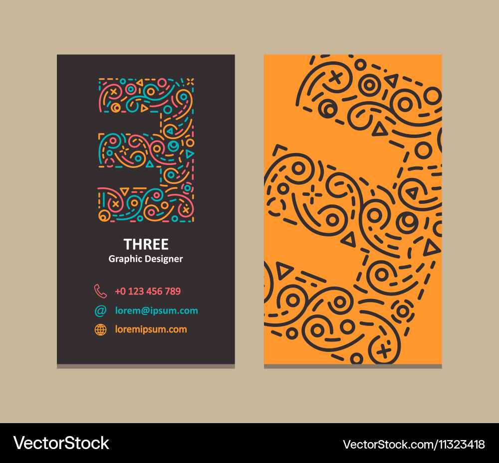 Number 3 logo business card Royalty Free Vector Image