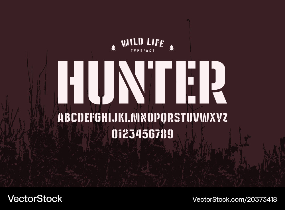 Original stencil-plate sans serif font Royalty Free Vector