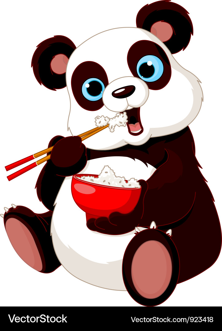 Panda eating rice Royalty Free Vector Image - VectorStock