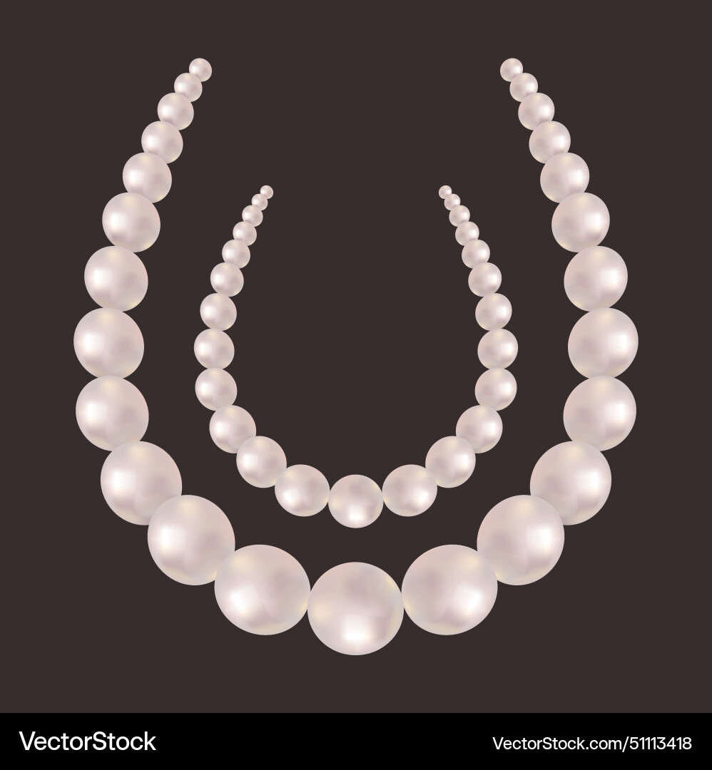 Pearl necklace precious white beads Royalty Free Vector
