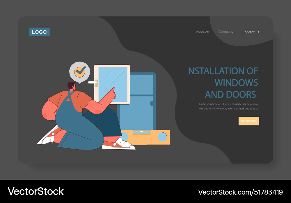 Installation of windows and doors concept Vector Image