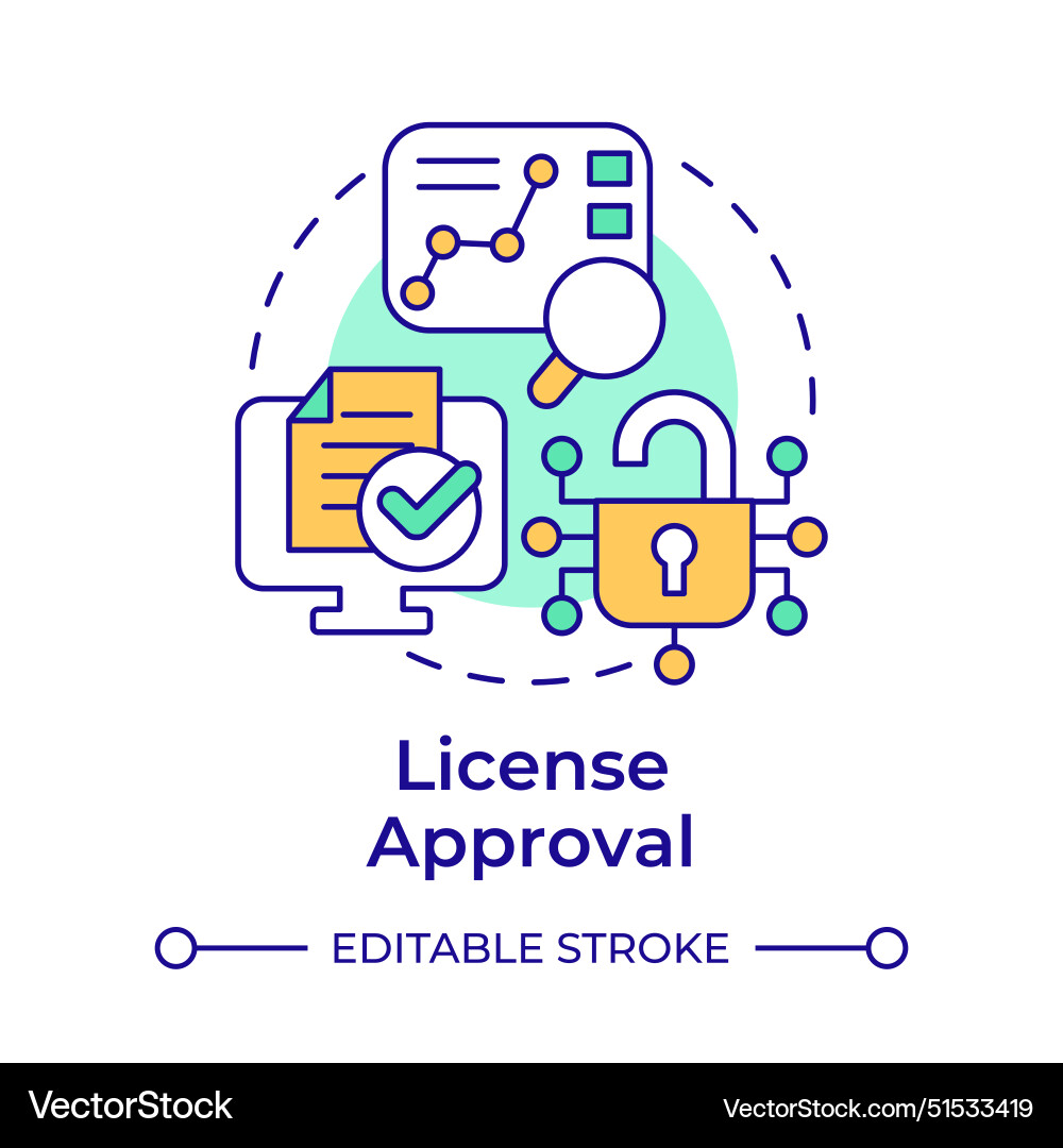 License approval multi color concept icon Vector Image