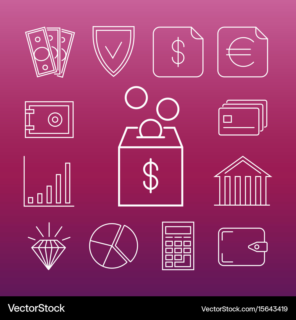 Safe money line art icons Royalty Free Vector Image