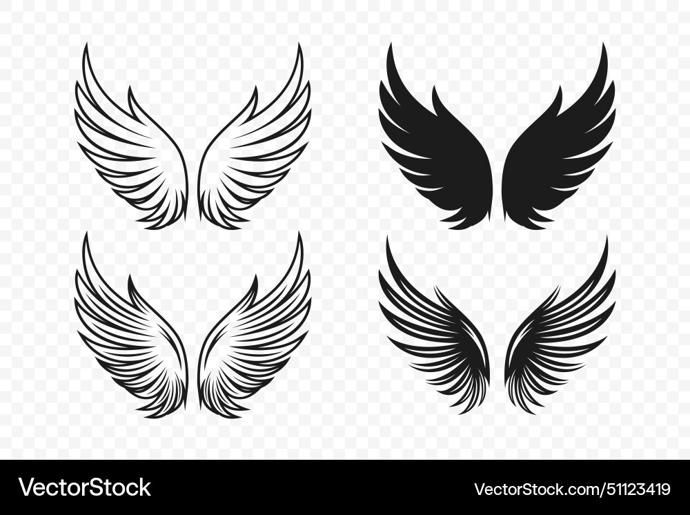 Wings black monochrome angel Royalty Free Vector Image