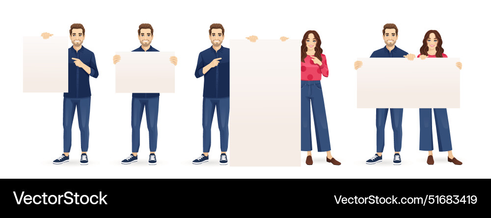 Woman and man with board Royalty Free Vector Image