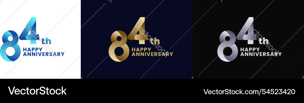 Abstract twist logo anniversary 84th happy Vector Image