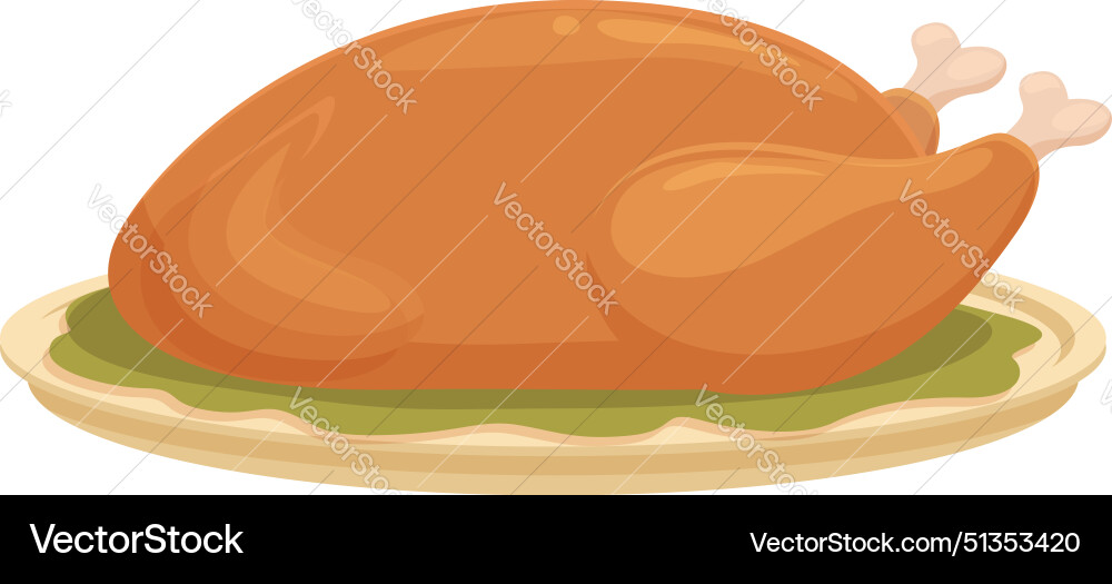 Cartoon roasted turkey on platter Royalty Free Vector Image