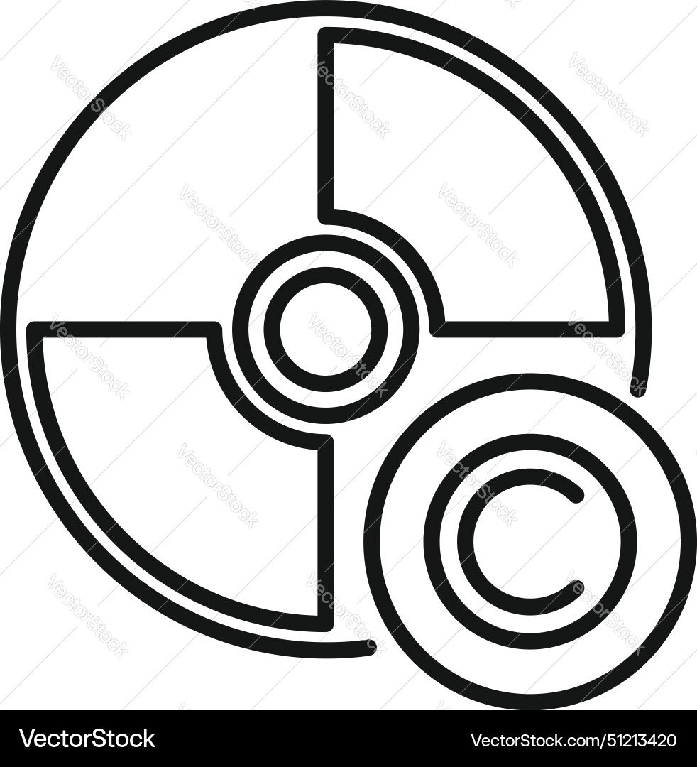 Compact disc copyright icon outline Royalty Free Vector