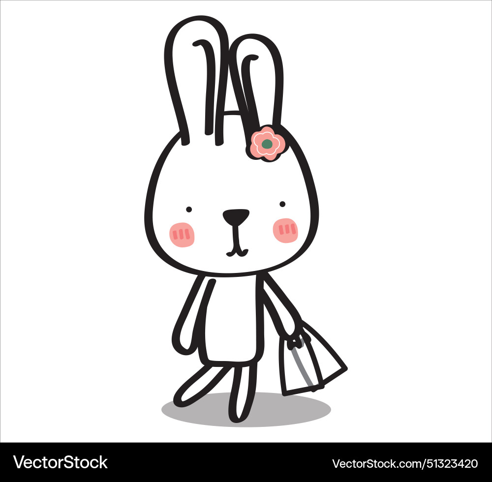 Cute easter white bunny rabbit cartoon collection Vector Image