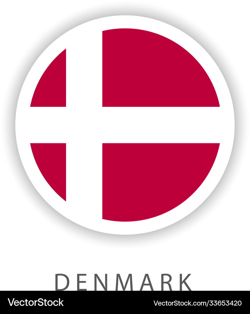 Denmark circle flag template design Royalty Free Vector