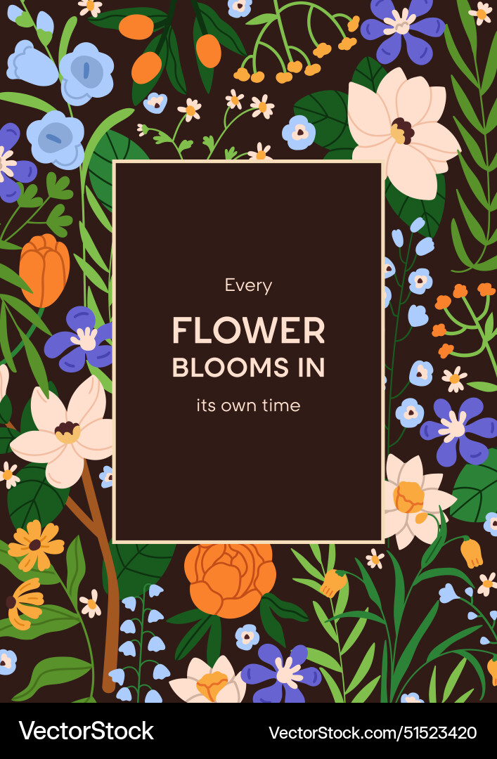 Floral framed card design botanical background Vector Image