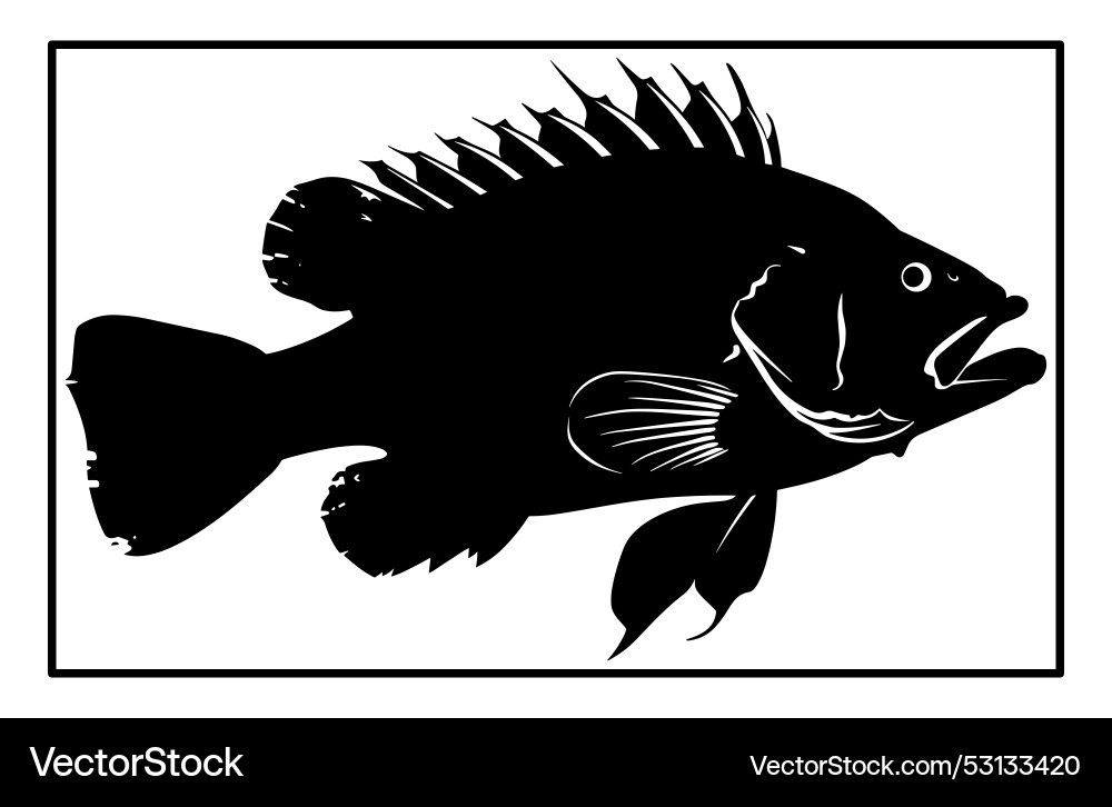 Grouper fish logo template silhouette Royalty Free Vector
