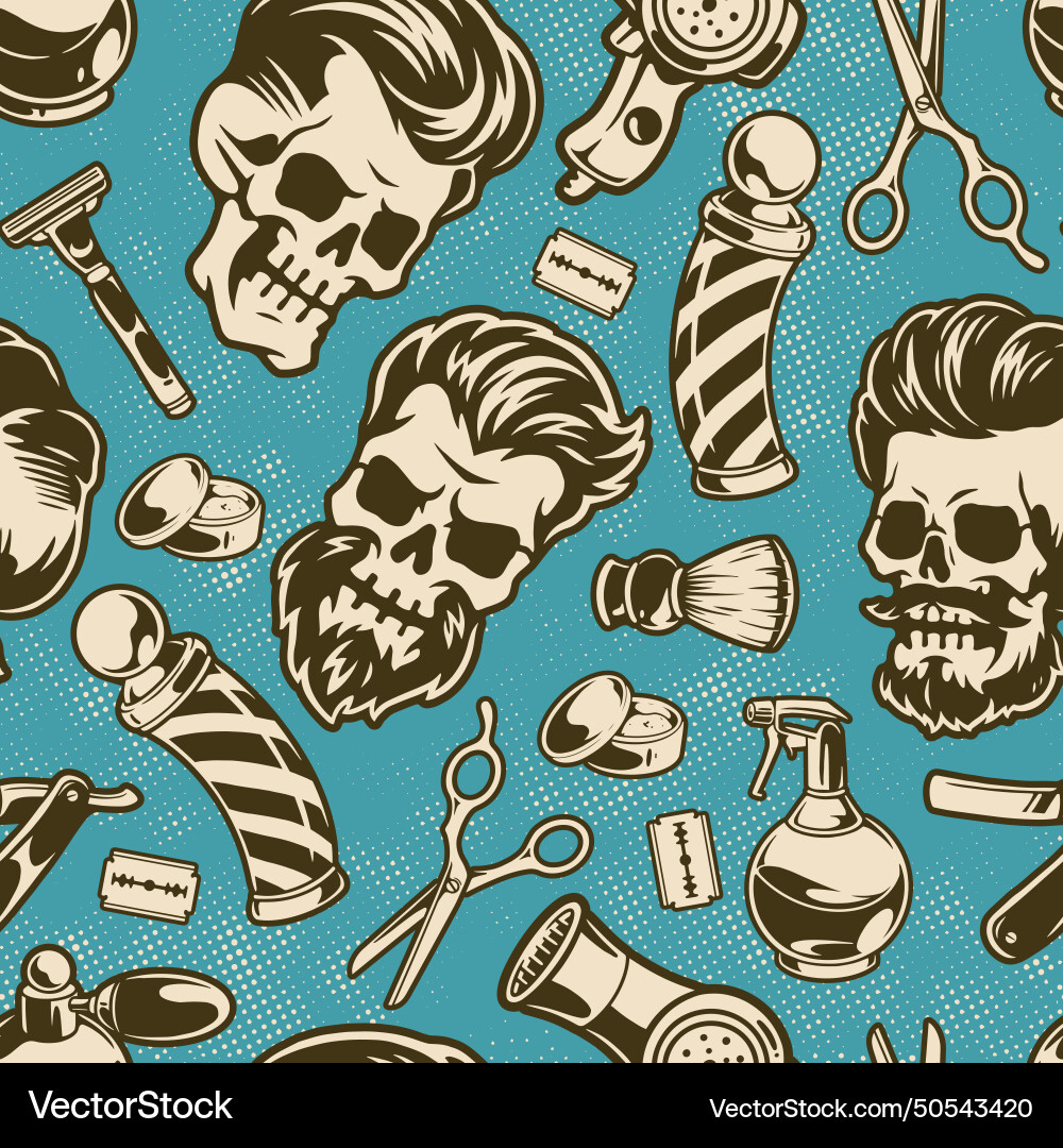 Hairdressing salon colorful pattern seamless Vector Image