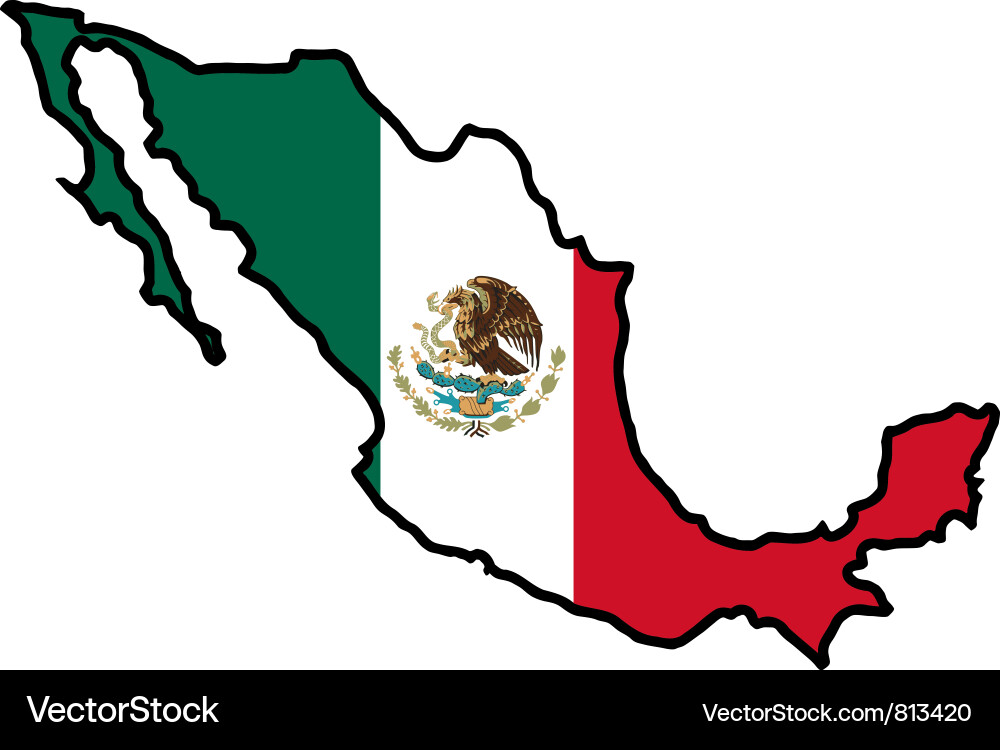 Map in colors of mexico Royalty Free Vector Image