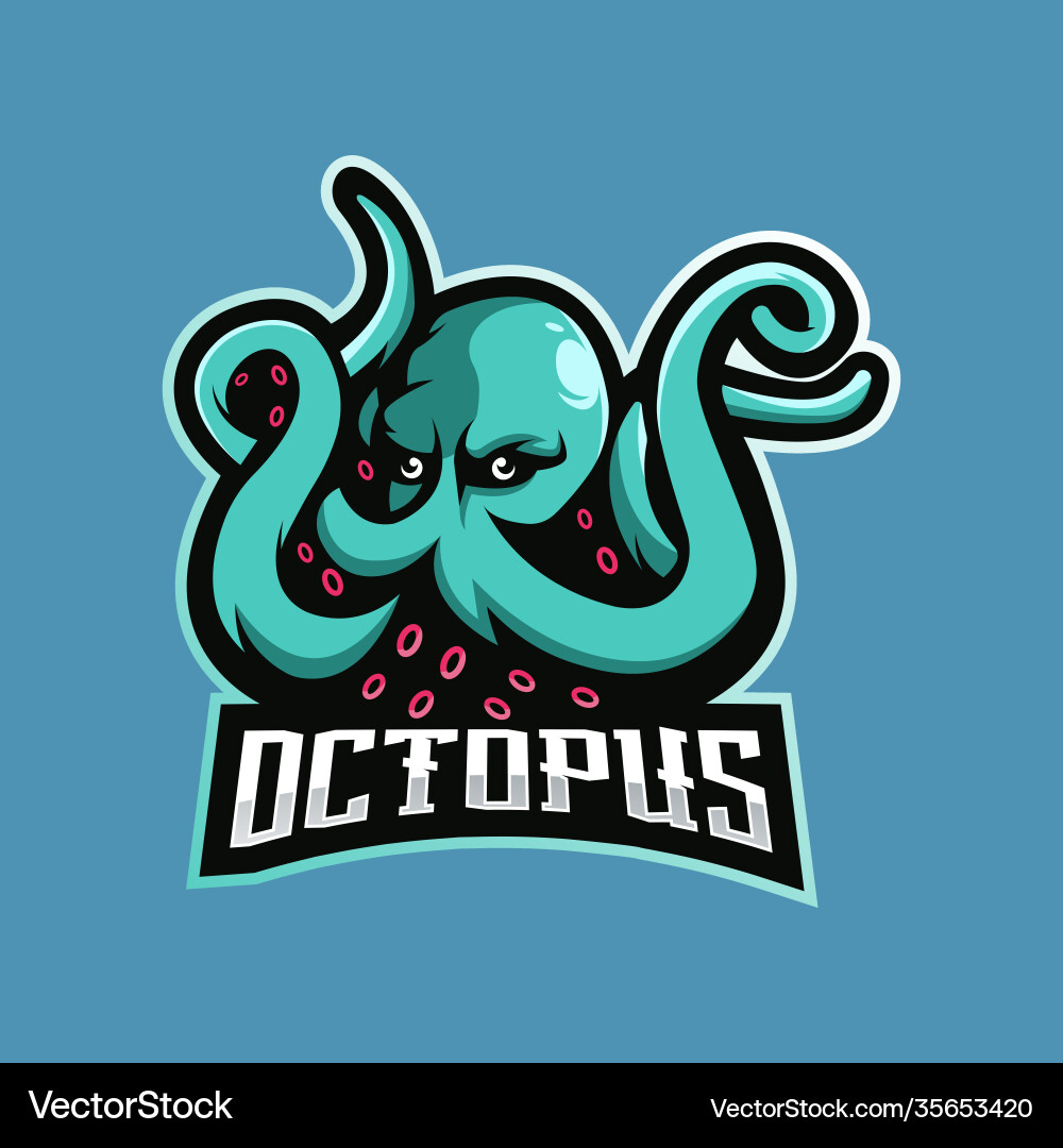 Octopus mascot logo design Royalty Free Vector Image