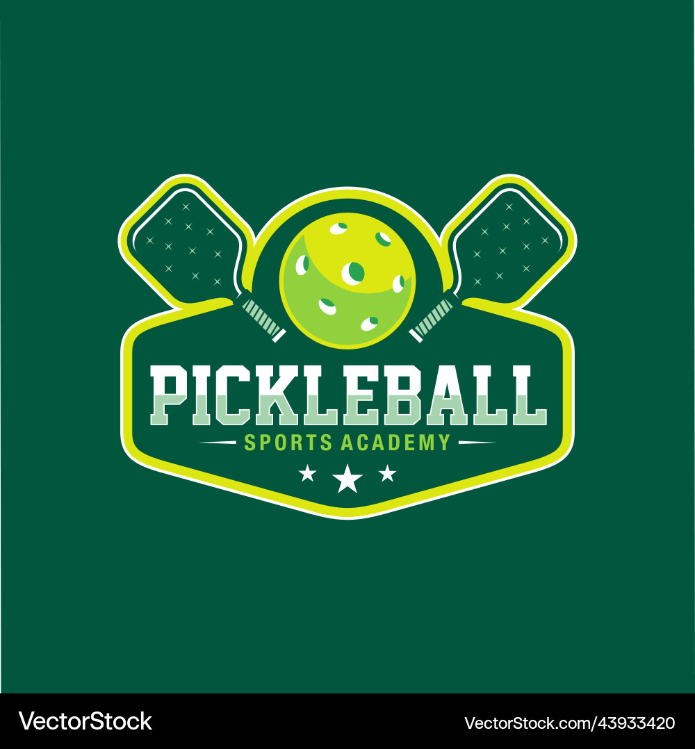 Pickleball sports logo template design Royalty Free Vector