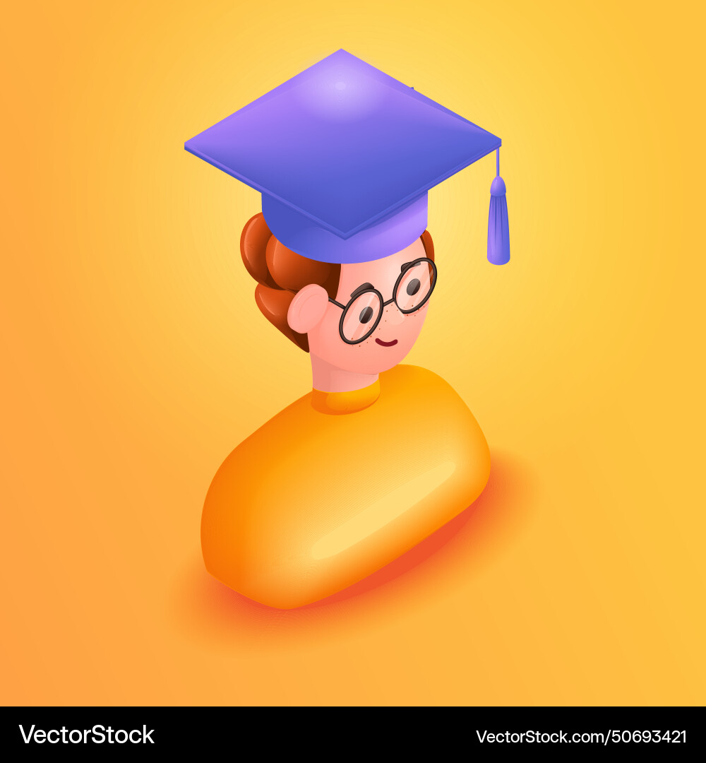 3d isometric cartoon student Royalty Free Vector Image