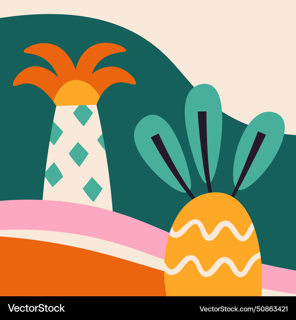 Abstract palm trees landscape Royalty Free Vector Image