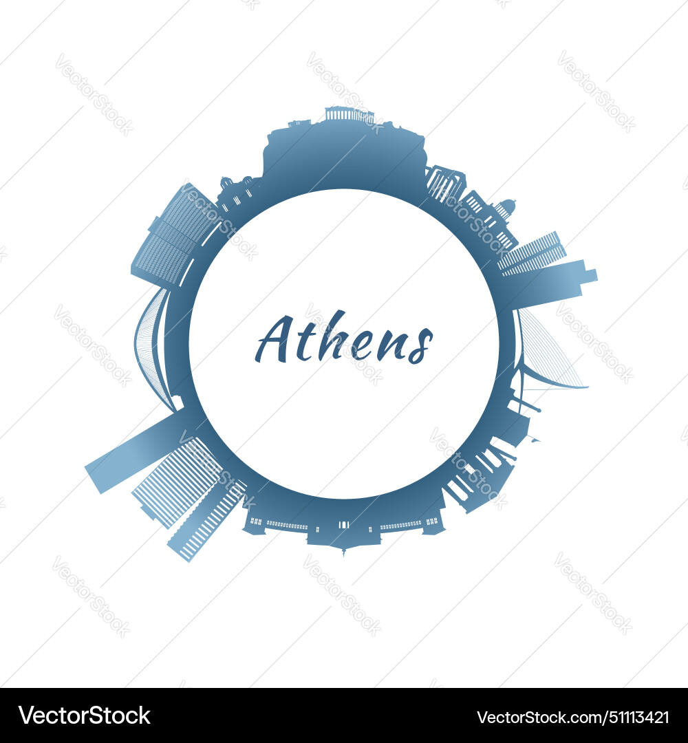 Athens skyline with colorful buildings circular Vector Image