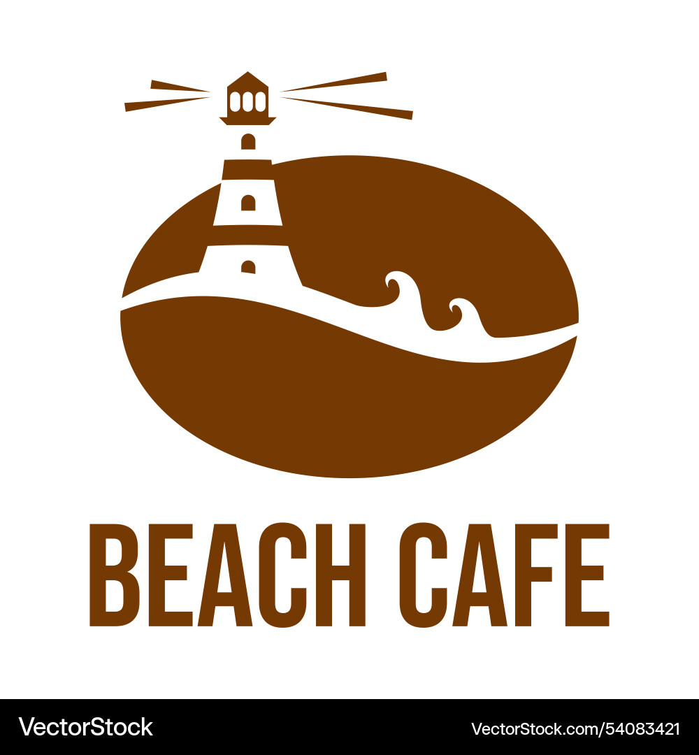 Beach cafe flat minimalist logo design Royalty Free Vector