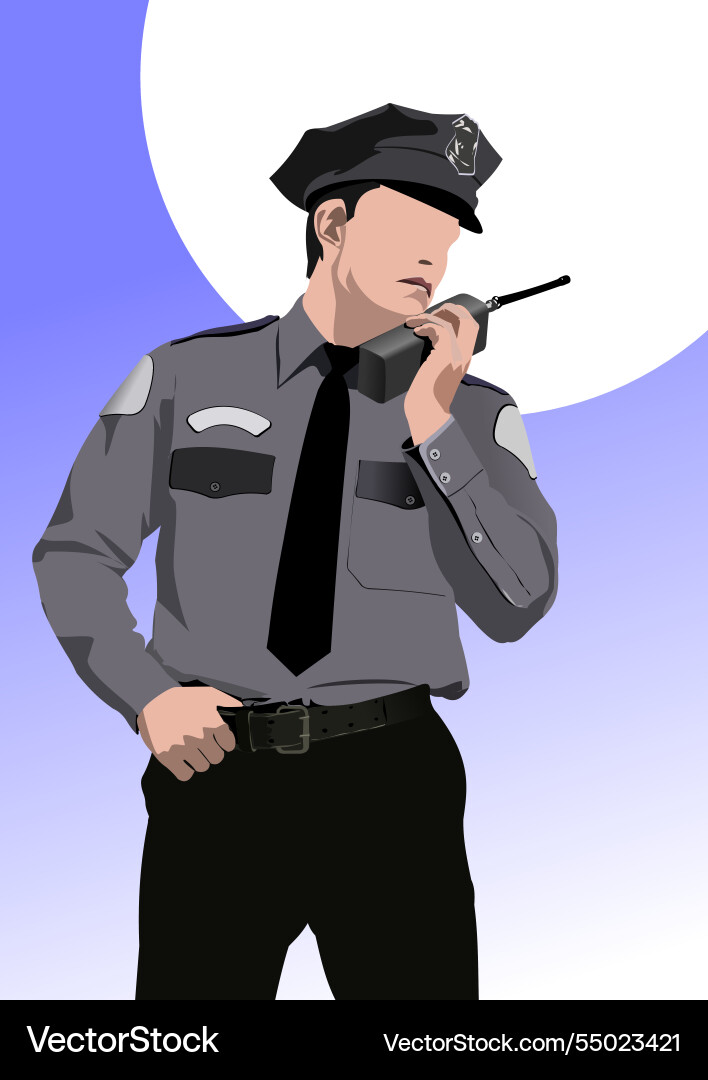 Confident police officer communicating using Vector Image
