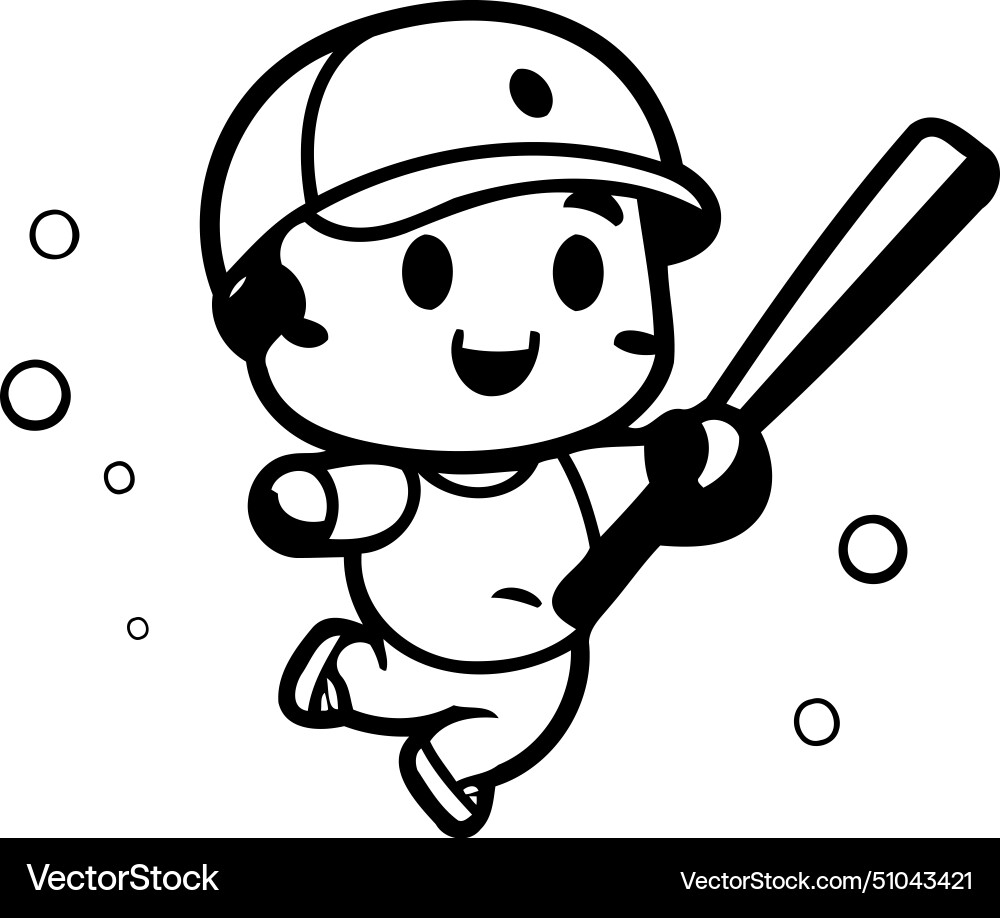 Cute baseball player cartoon mascot character Vector Image