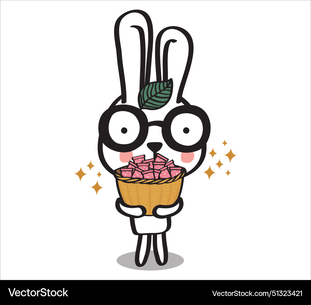 Cute easter white bunny rabbit cartoon collection Vector Image