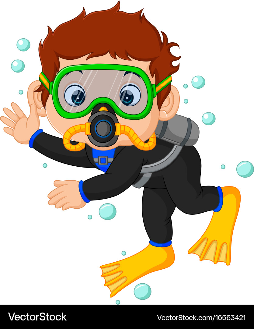 Diver boy cartoon Royalty Free Vector Image - VectorStock