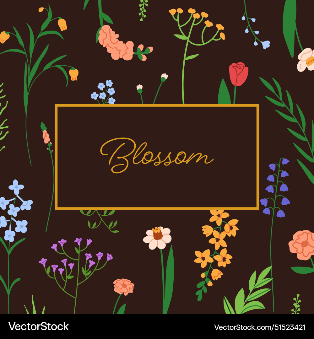 Floral card design flower blossoms botanical Vector Image