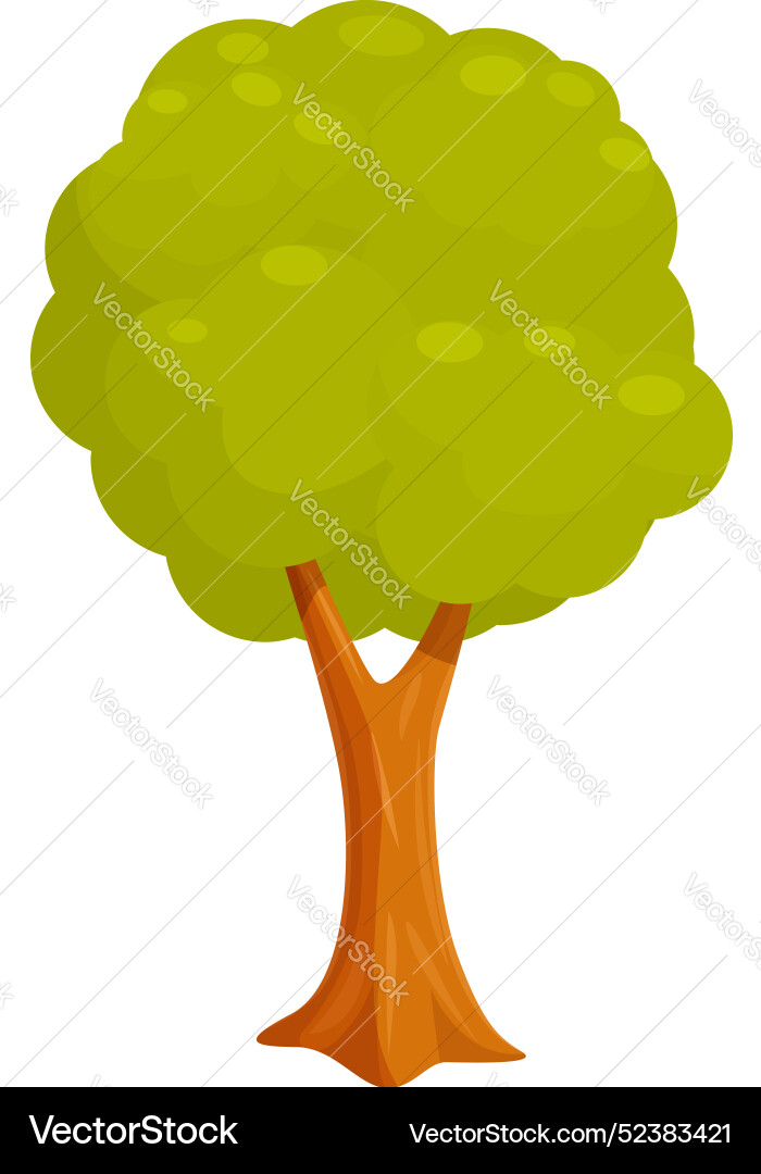 Green cartoon tree standing with lush foliage Vector Image